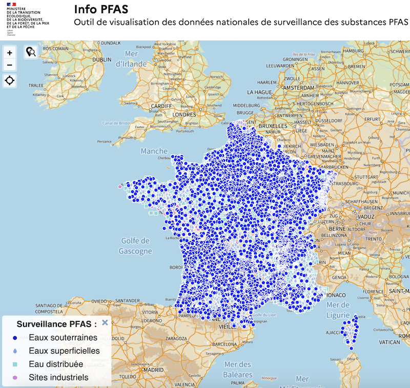 Une carte pour mesurer la pollution aux PFAS dans l'eau en France